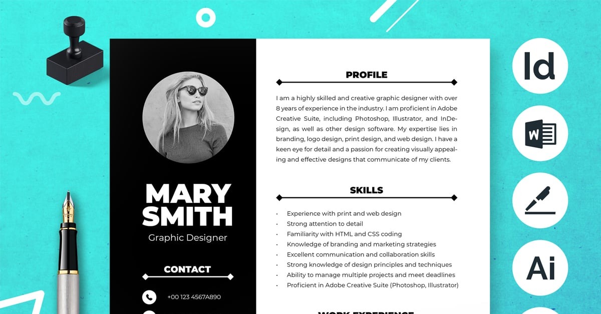 Stylish And Sleek Resume Template Design - TemplateMonster