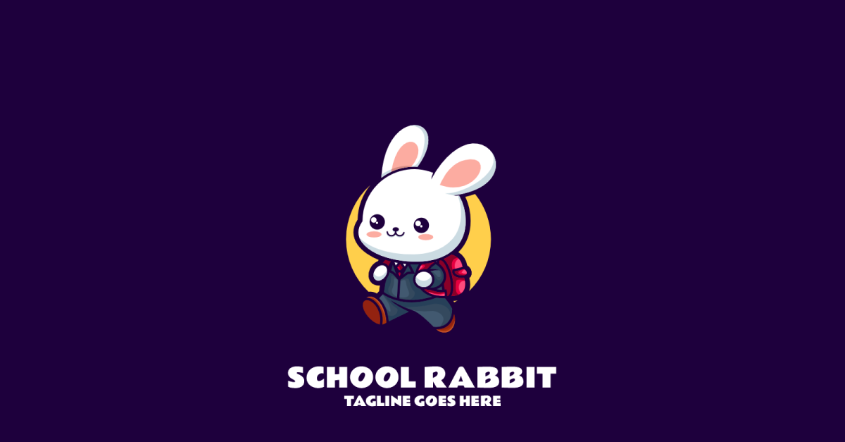 School Rabbit Mascot Cartoon Logo #439934 - TemplateMonster