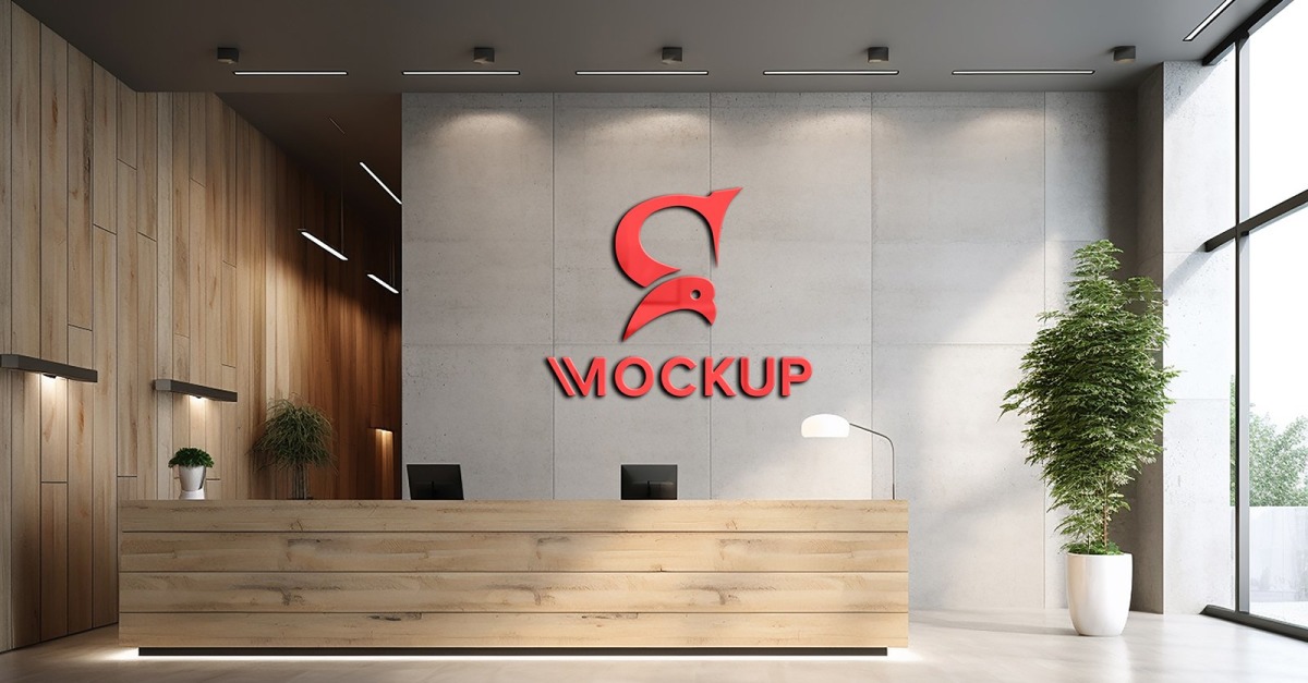 Counter indoor wall logo mockup #440020 - TemplateMonster