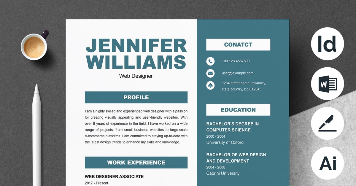 Professional CV And Cover Letter Template - TemplateMonster