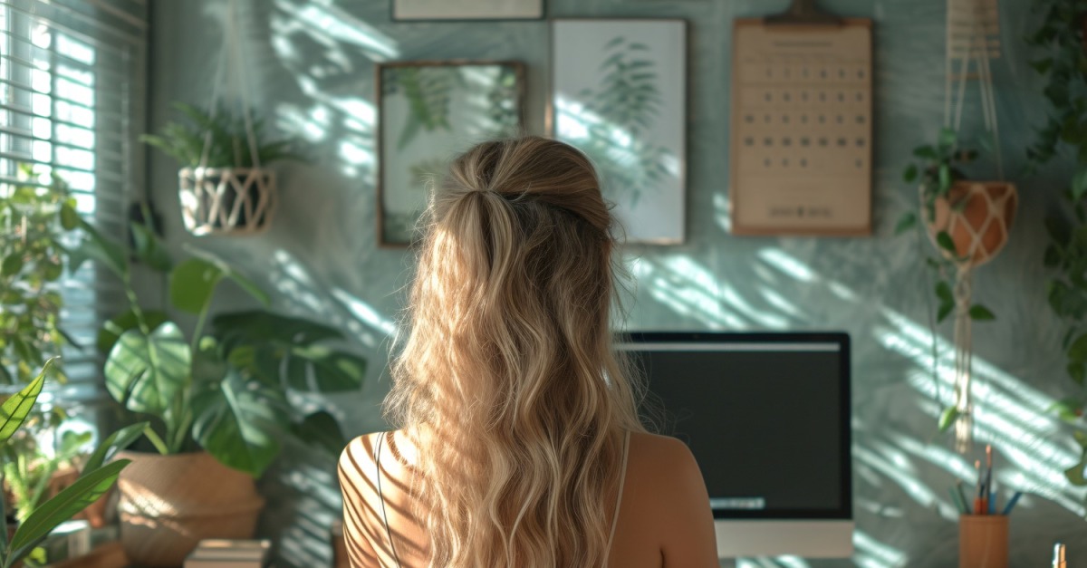 Home office room set to computer work on the chair 495