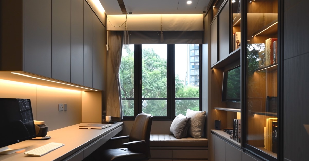 Home office room with chair & closet 442