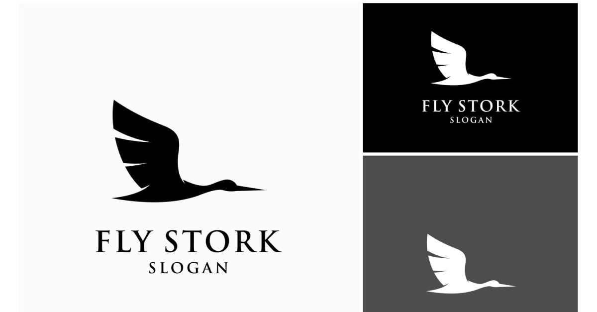 Flying Stork Crane Silhouette Logo #440328 - TemplateMonster
