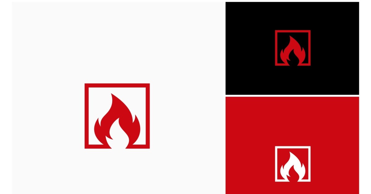 Hot Fire Flame Square Frame Logo #440320 - TemplateMonster