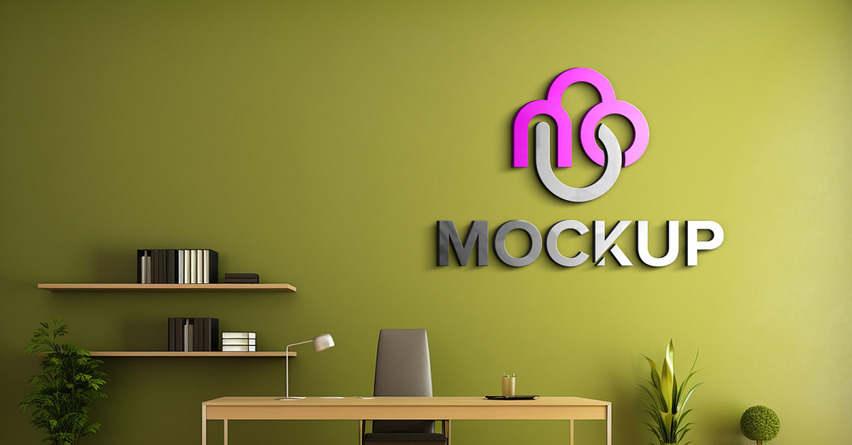 Wall logo mockup indoor psd v3 #440364 - TemplateMonster