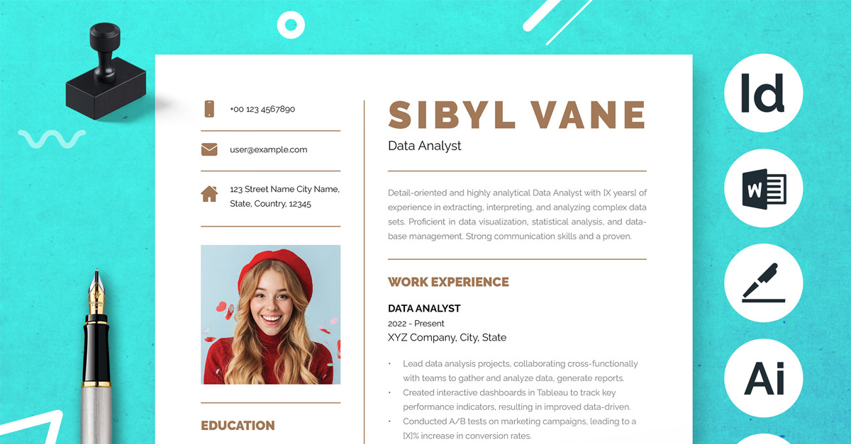 Simple And Clean Resume Design With Photo - TemplateMonster