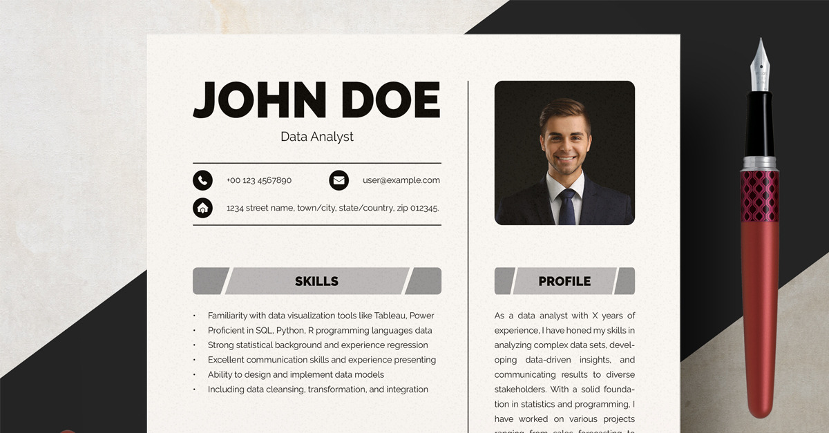 CV Template with Modern Design #440983 - TemplateMonster