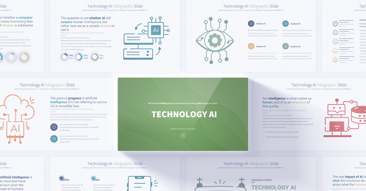 Modelo de PowerPoint de tecnologia IA - TemplateMonster