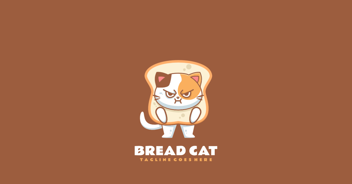 Logotipo de dibujos animados de la mascota del gato de pan