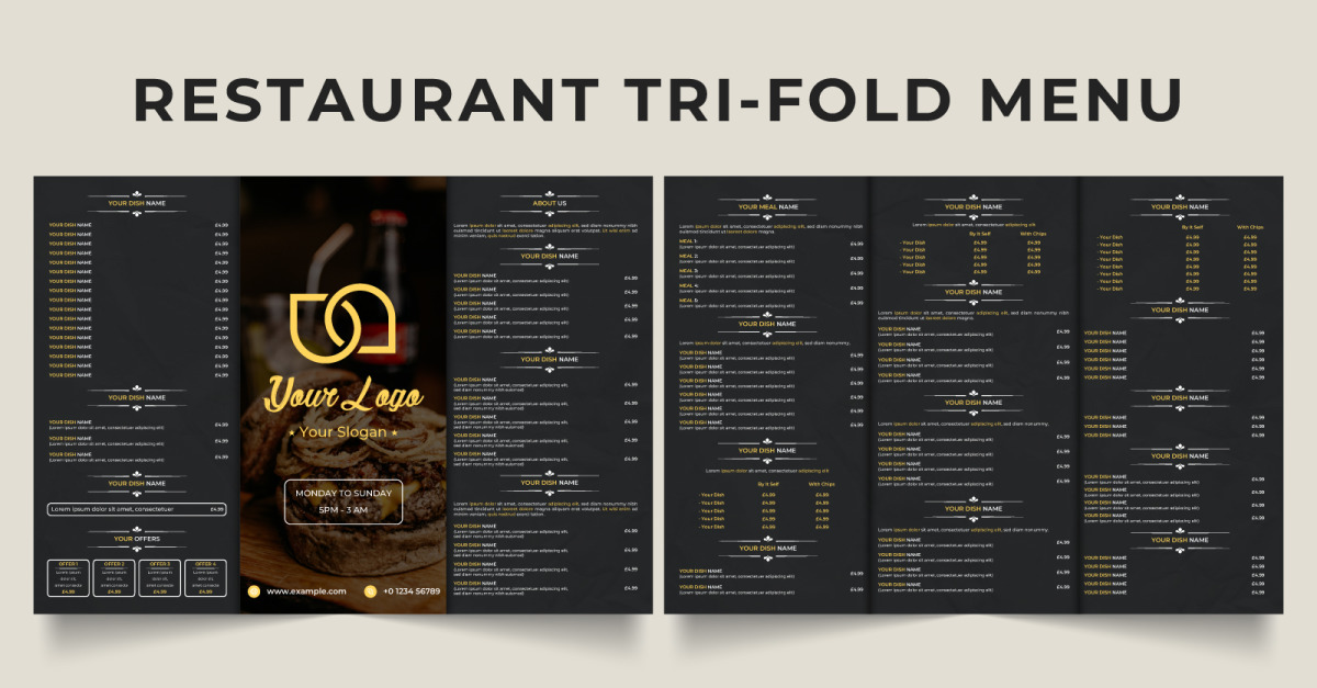 Restaurant trifold menu design #441267 - TemplateMonster