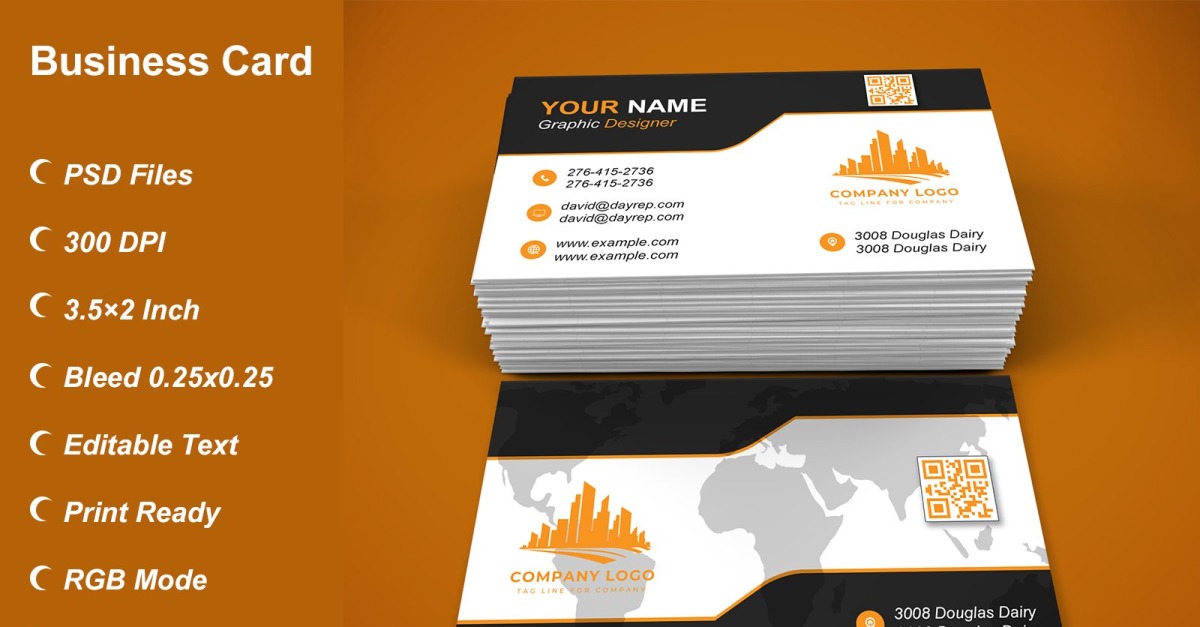 Visiting Card - Business Card - E-card Template with Customizable ...