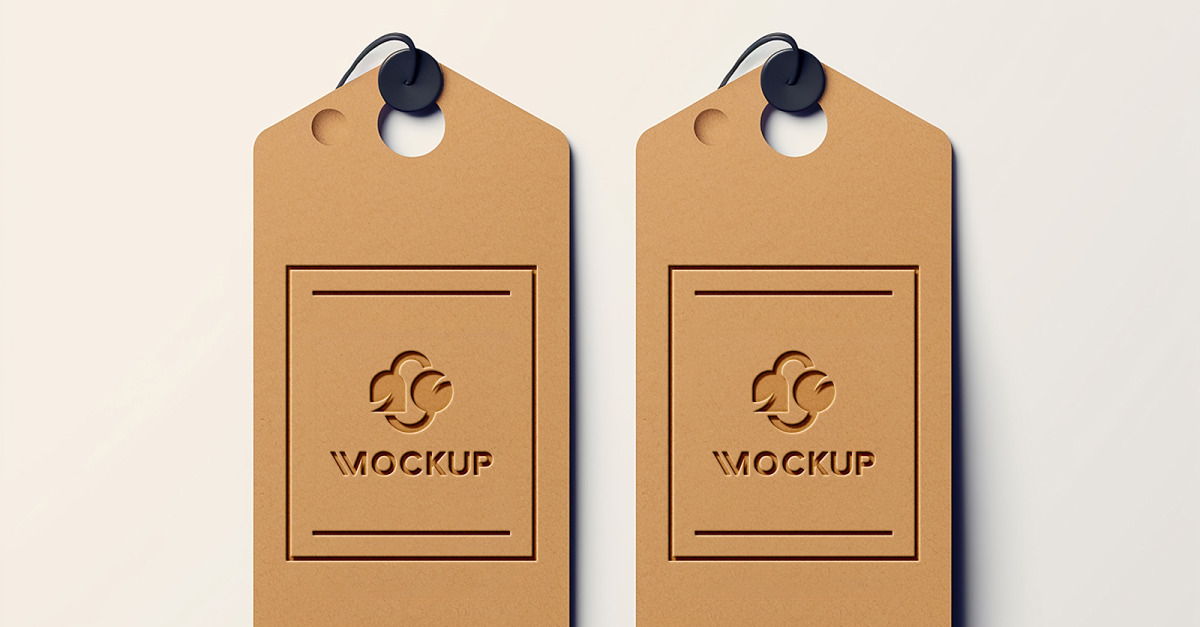 Luxury two tag mockup template with debossed effect