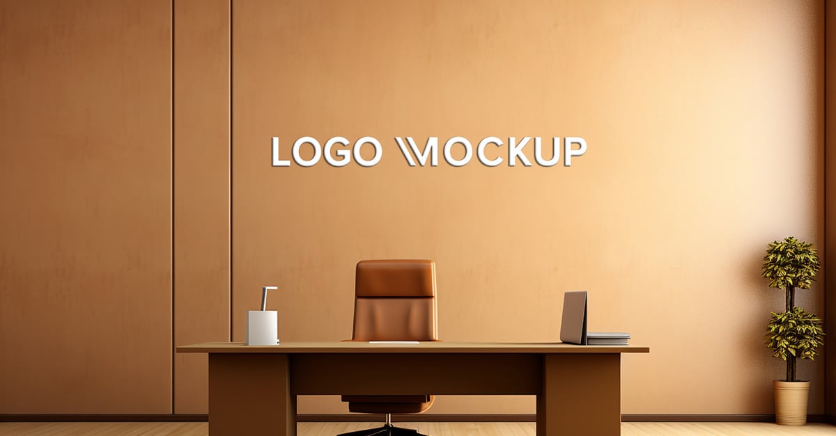 Manager room wall logo mockup psd #441417 - TemplateMonster