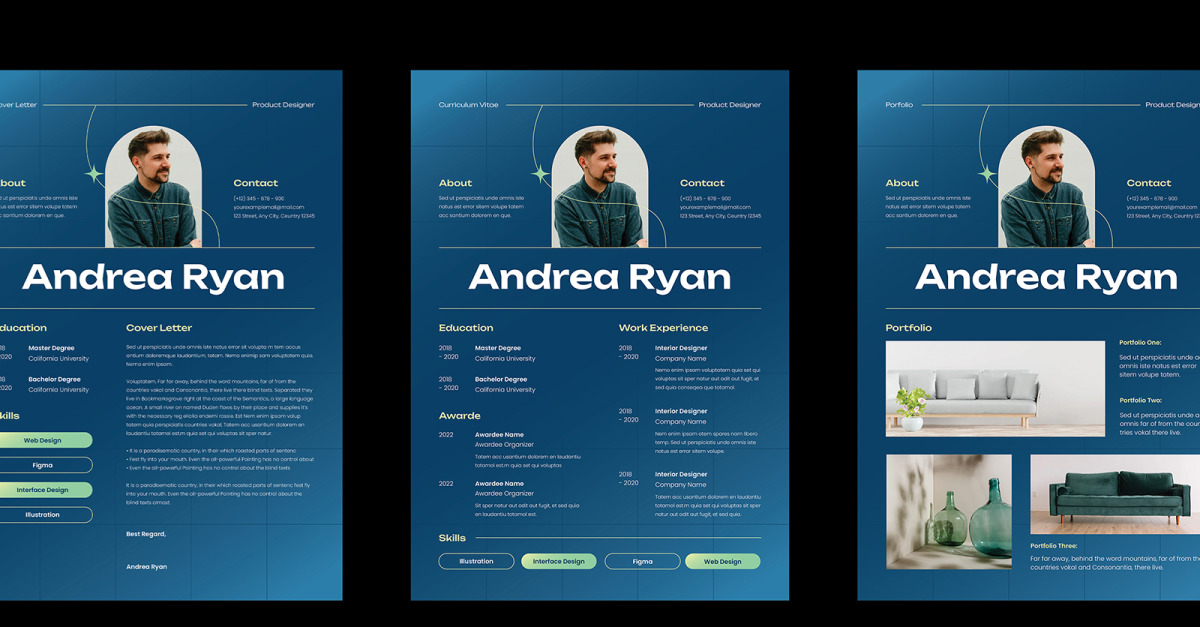 Modern Gradient CV Resume Pack #441430 - TemplateMonster