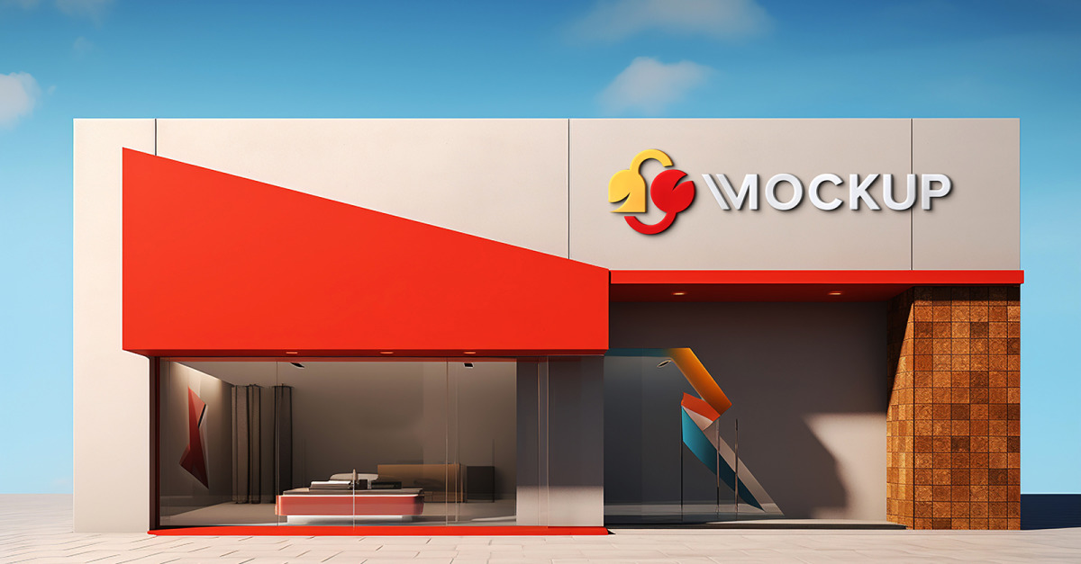 Building facade sign logo mockup #441517 - TemplateMonster