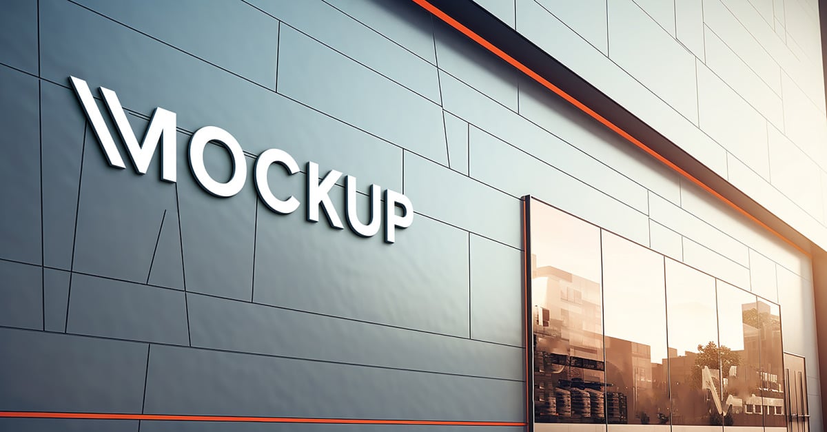 Building front sign mockup psd #441748 - TemplateMonster