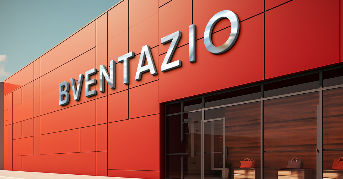 Red building front sign logo mockup psd template