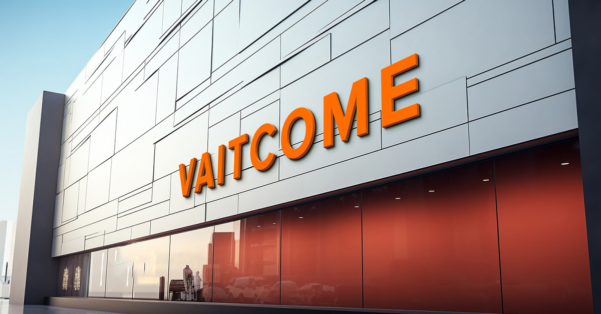 Orange 3d building facade sign mockup - TemplateMonster