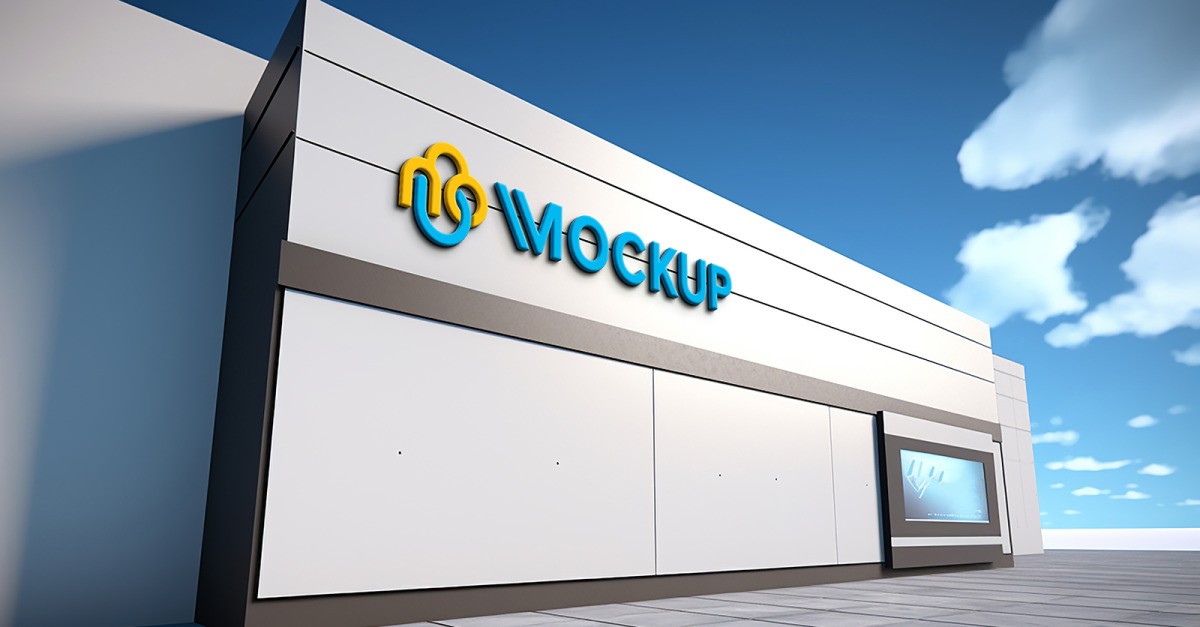 Realistic building sign mockup psd #442415 - TemplateMonster