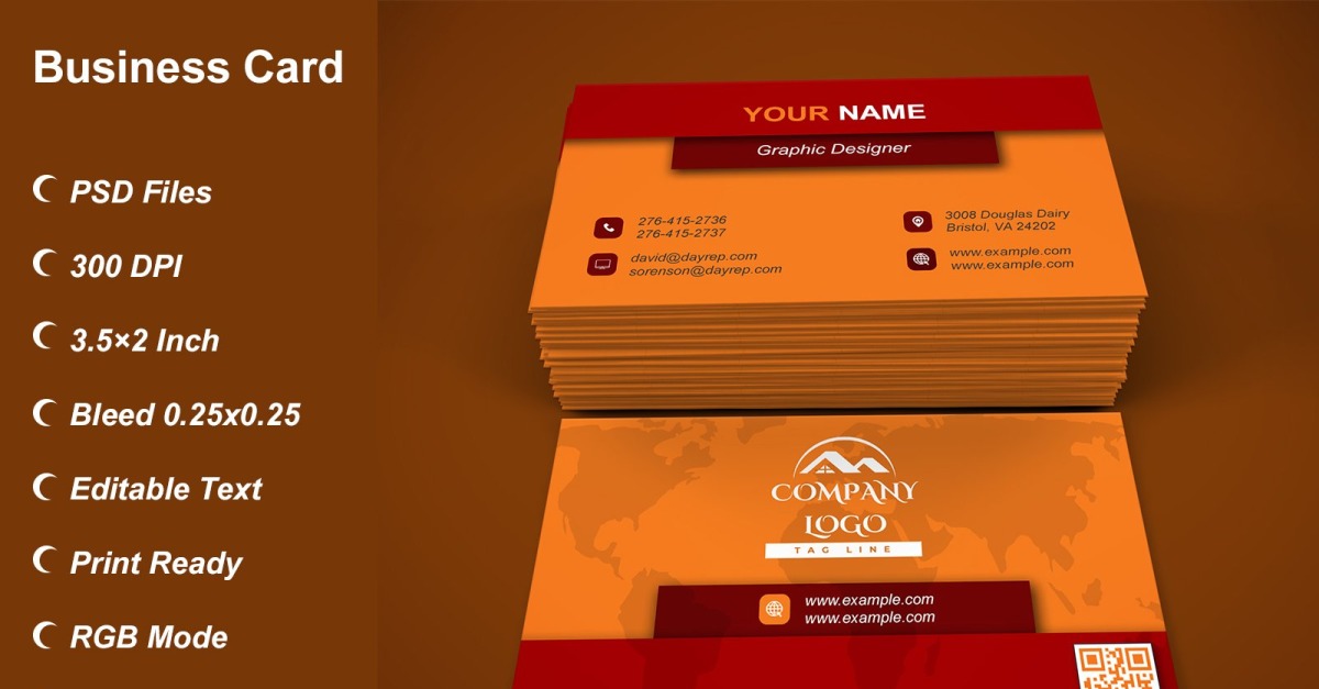 Business Card Template - E-card Template with Customizable Designs - 445