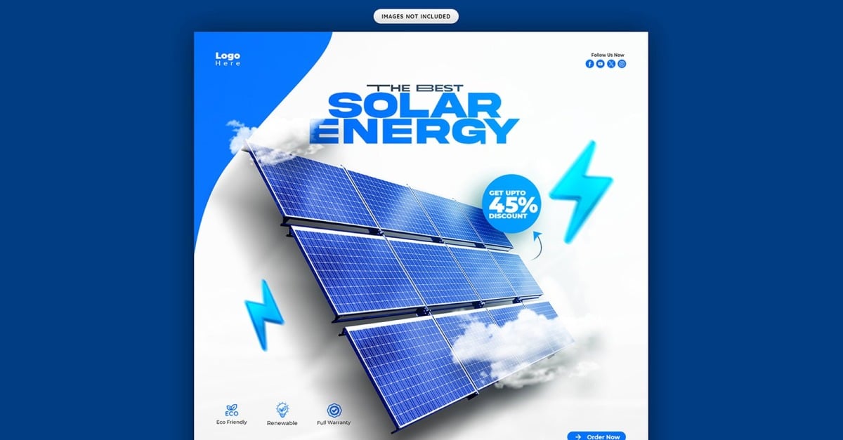 Solar Energy Panel Social Media Post Template Design