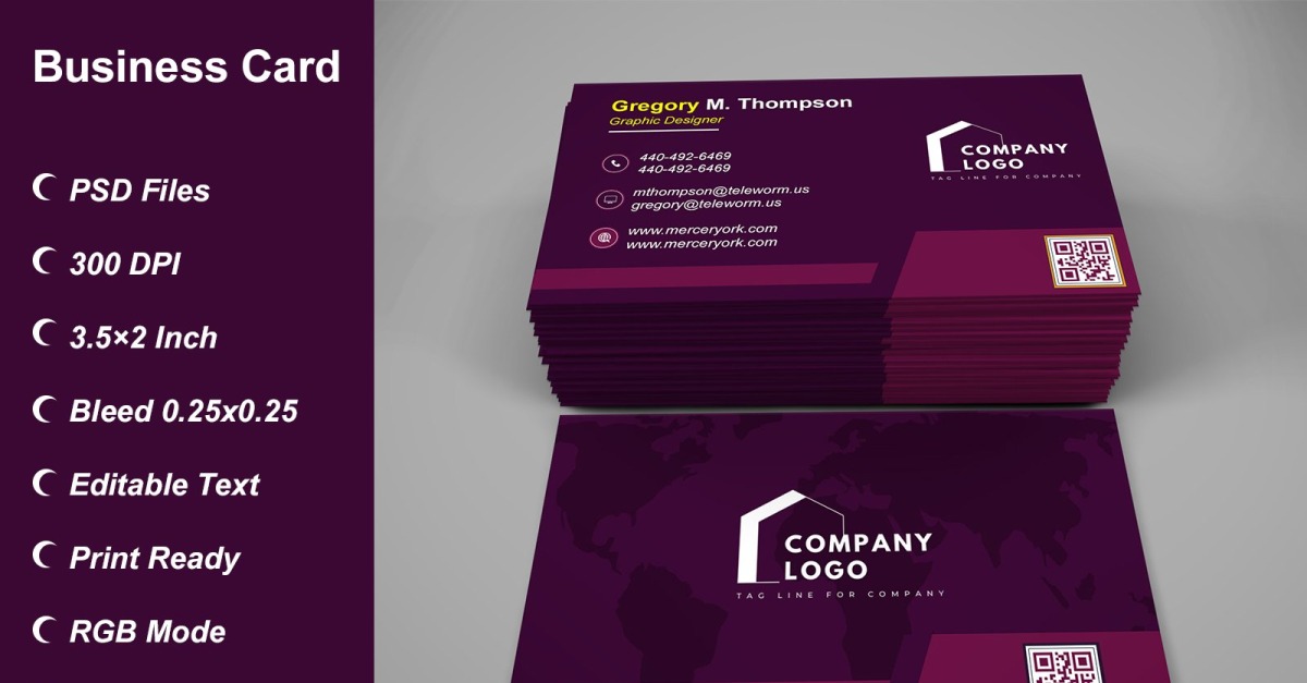 Visiting Card - Business Card - E-card Template with Customizable ...
