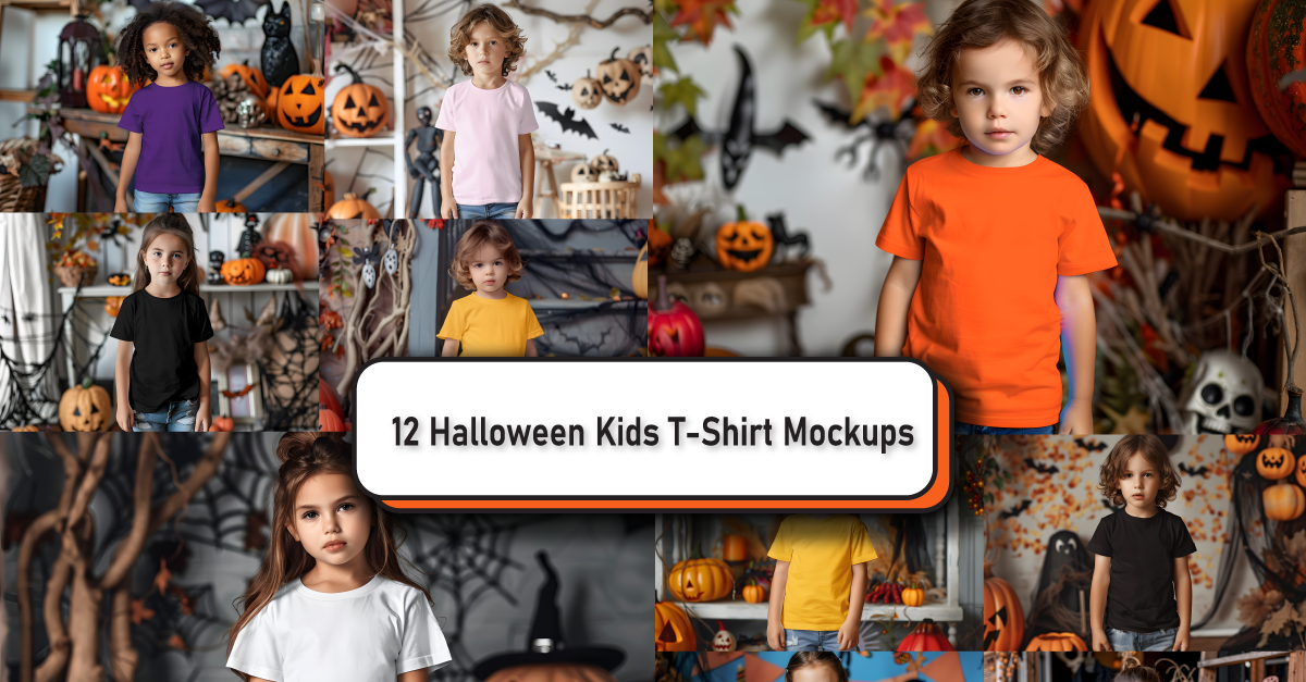 Halloween Kids Bella Canvas 3001 Mockup Bundle