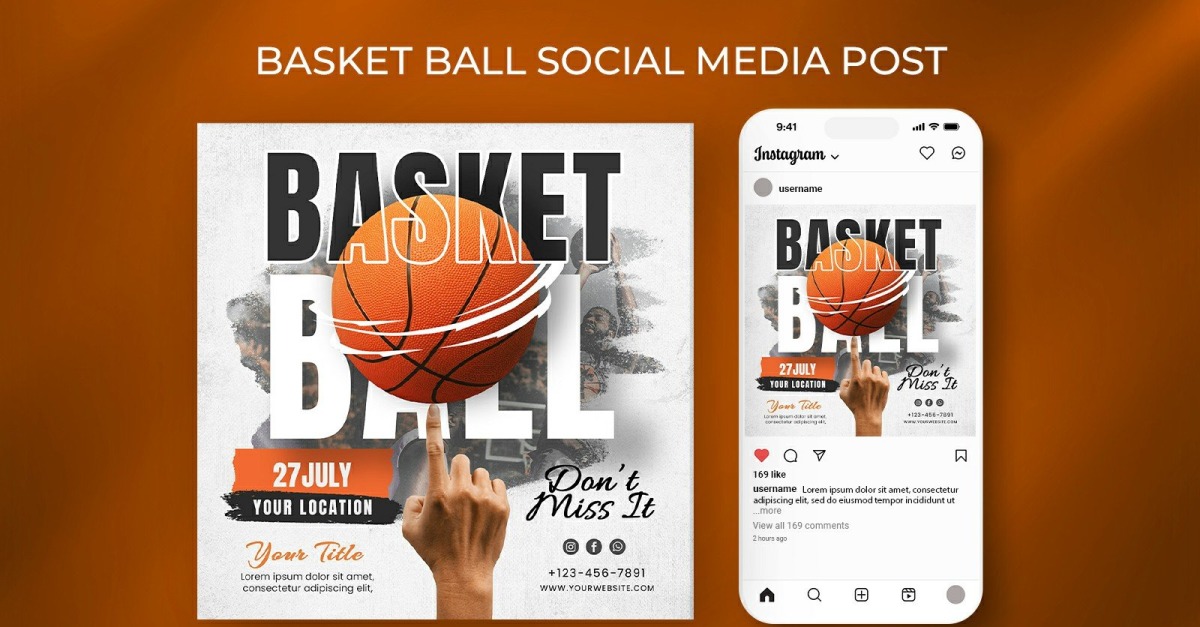 Basketball Game Social Media Template - TemplateMonster