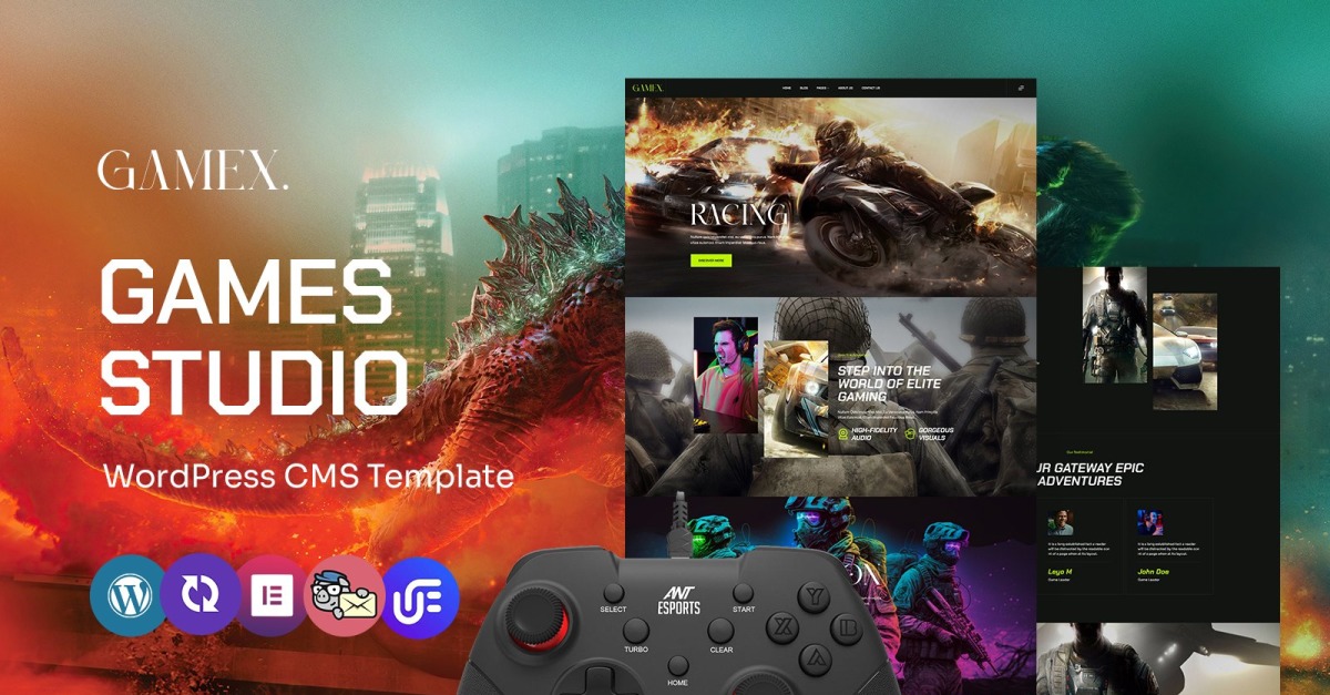 Gamex - Tema multipropósito para WordPress Elementor para estudios de juegos en línea