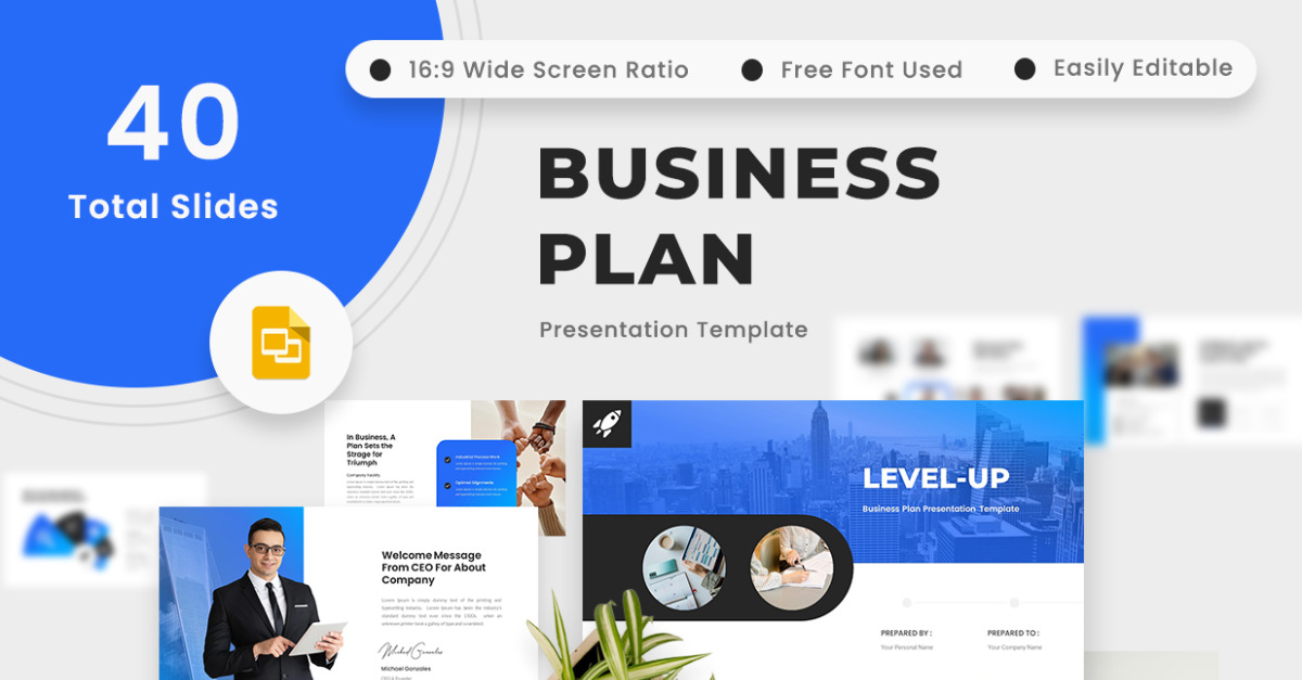 Level-Up – Business Plan Google Slides Template
