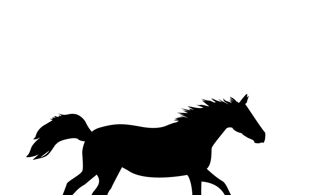Black silhouette of a cantering horse - TemplateMonster
