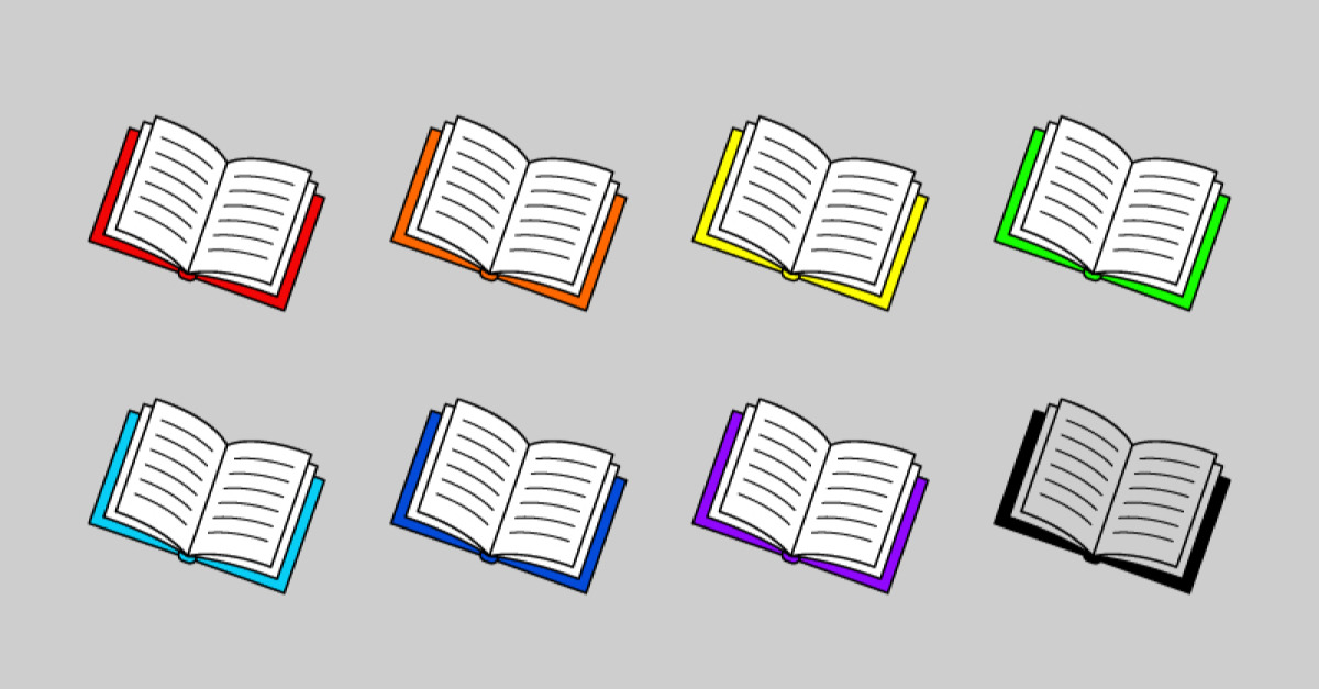 Set of vector open books with color cover and white pages