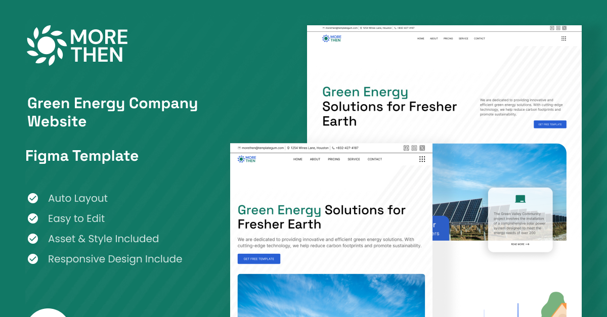 Morethen - Figma Template for Green Energy Company Website