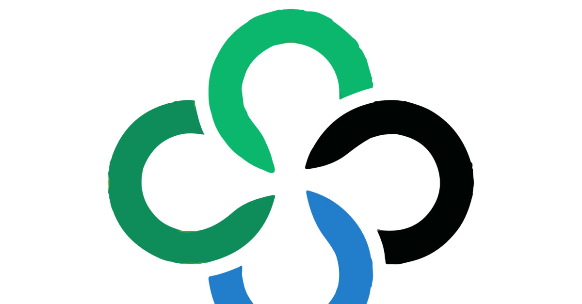 A modern logo design with three interconnected circular shapes
