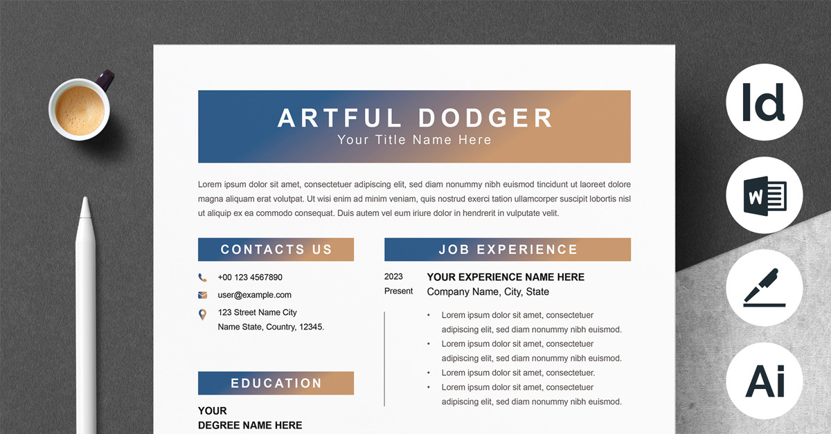 Modern Stylish Resume with Clean Design - TemplateMonster