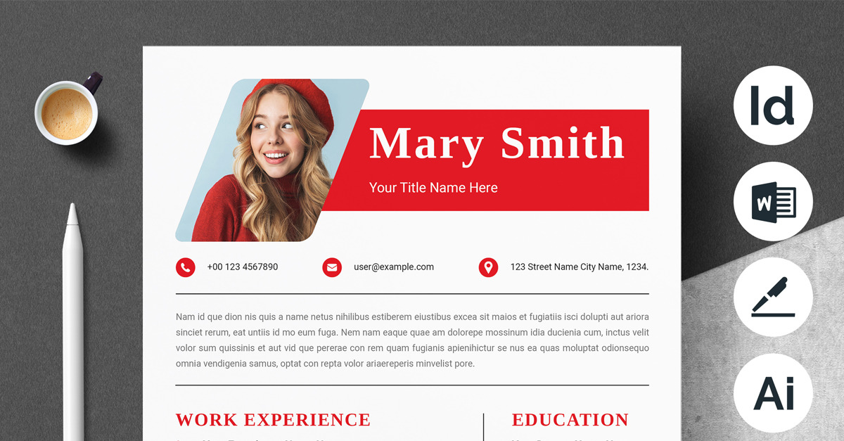 Simple And Clean Minimalist CV #446521 - TemplateMonster