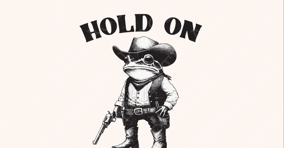 Hold On Partner I'm Overstimulated PNG, Cowboy Frog png, Funny Meme PNG ...