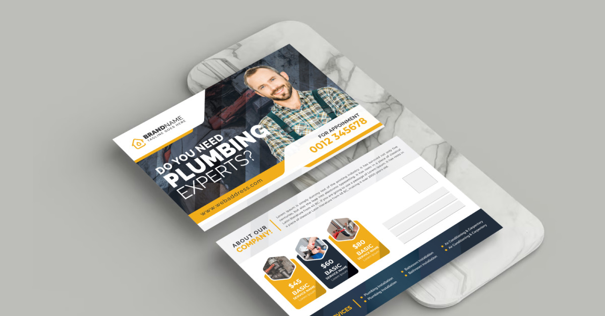 Plumbing Service Postcard Template Design for EDDM Direct Mail ...