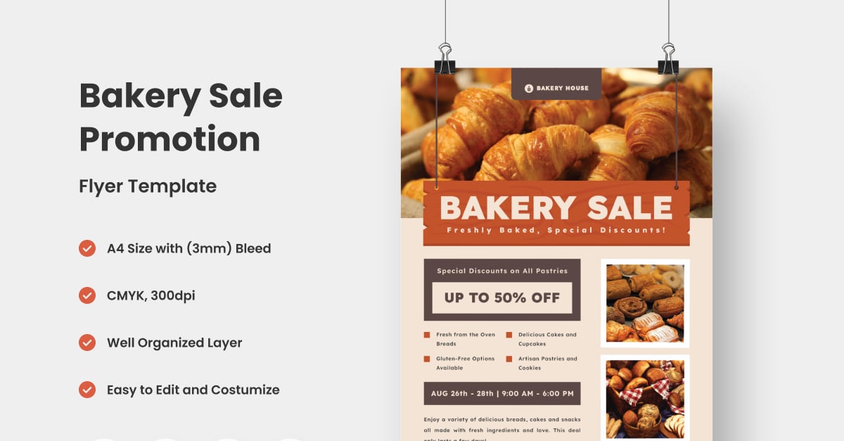 Bakery Sale Promotion Flyer Template V1 - TemplateMonster