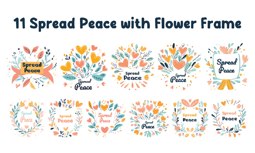 11 Spread Peace with Flower Frame #447358 - TemplateMonster
