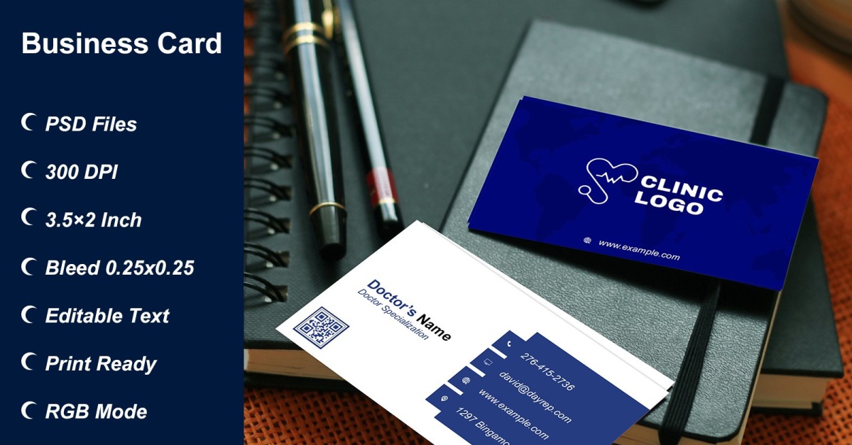 Business Card Template for Clinic - Doctor - Hospital - Customizable ...