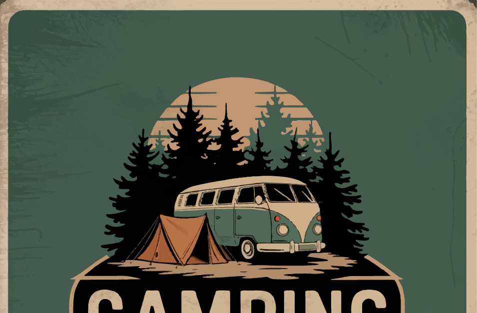 Camping design with a vintage van #448169 - TemplateMonster