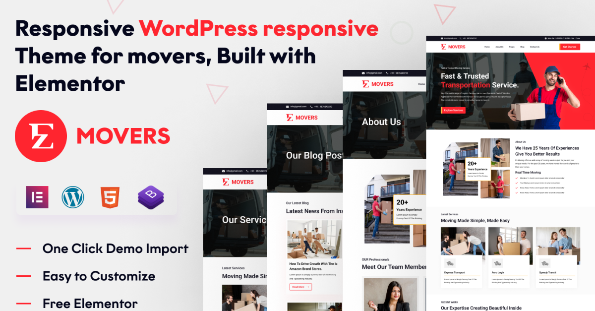 EZ Movers: un tema de WordPress versátil y potente para empresas de mudanzas y embalajes