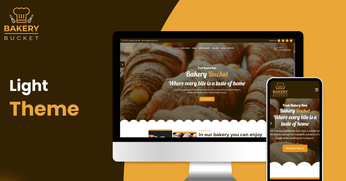 Bakery Bucket - Tek Sayfalık Bakery HTML Web Sitesi Şablonu