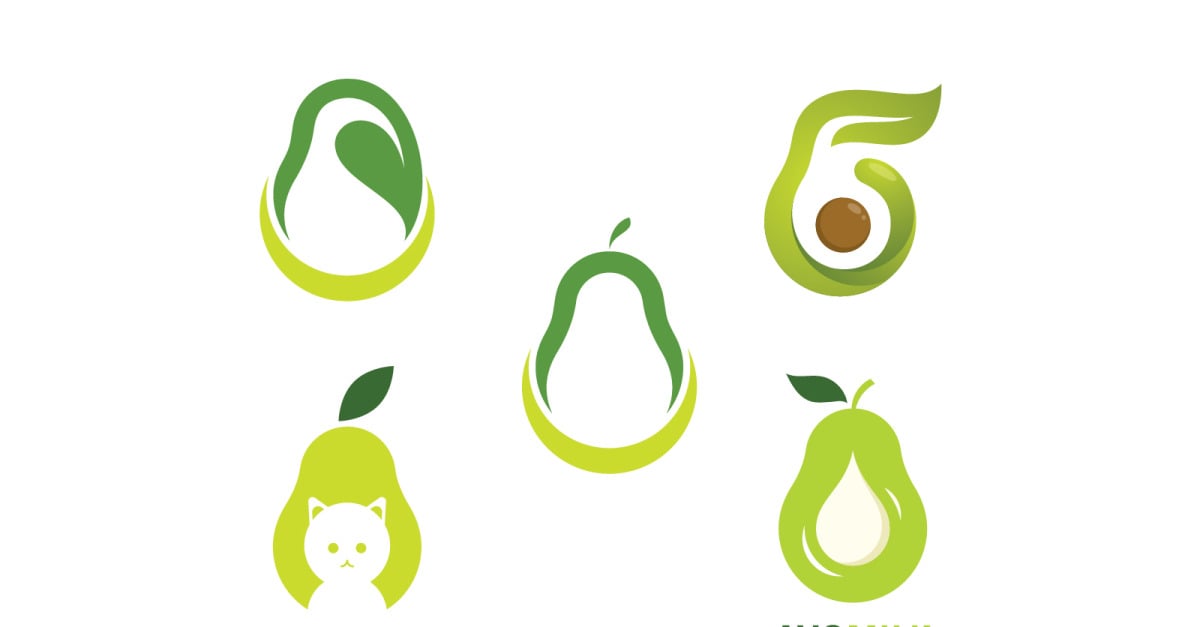 Avocado fruit logo template, healthy food symbols V15