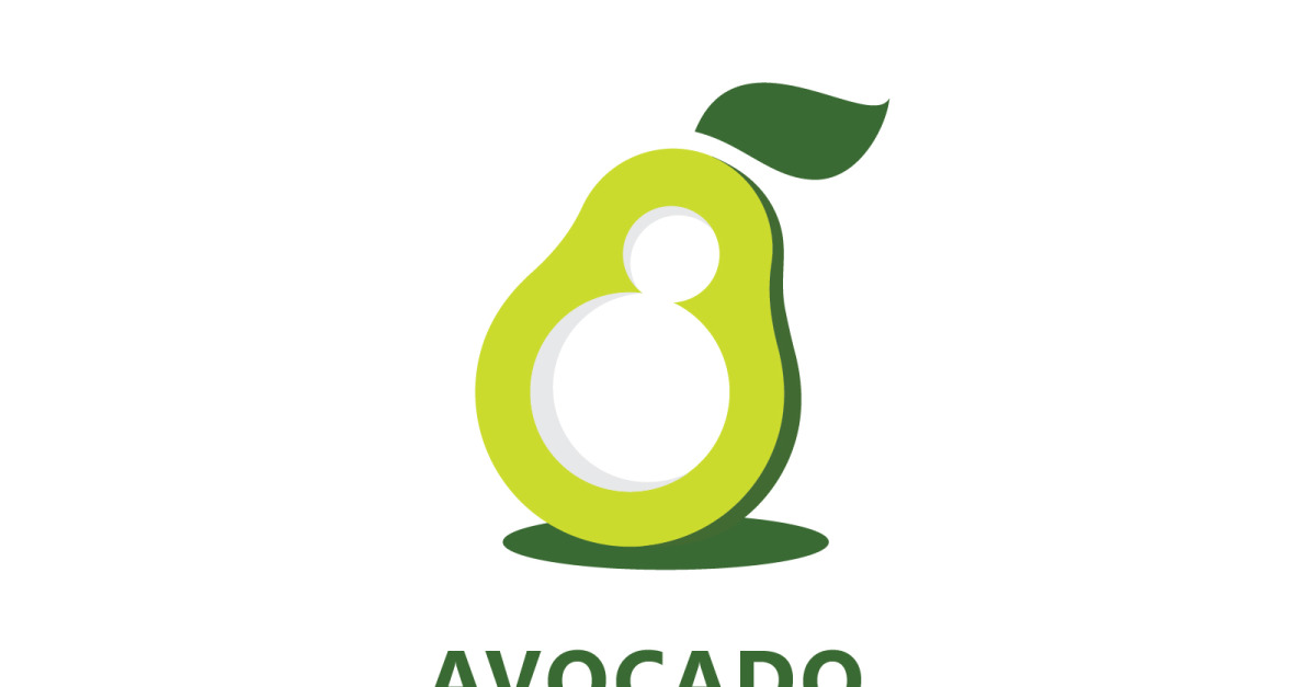 Avocado fruit logo template, healthy food symbols V1