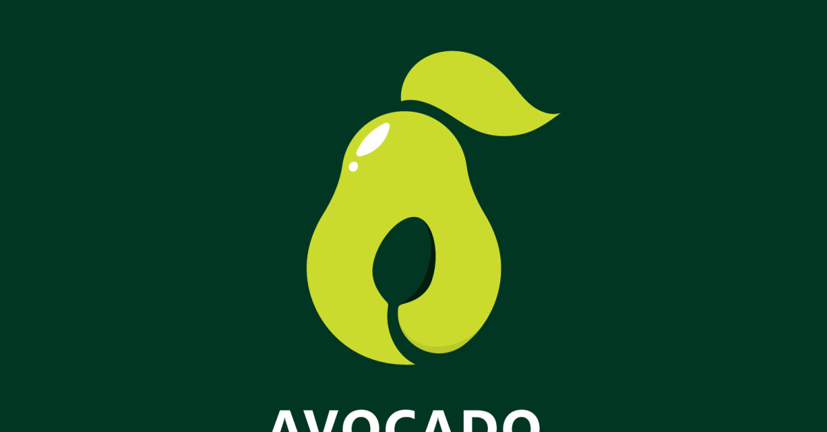 Avocado fruit logo template, healthy food symbols V4