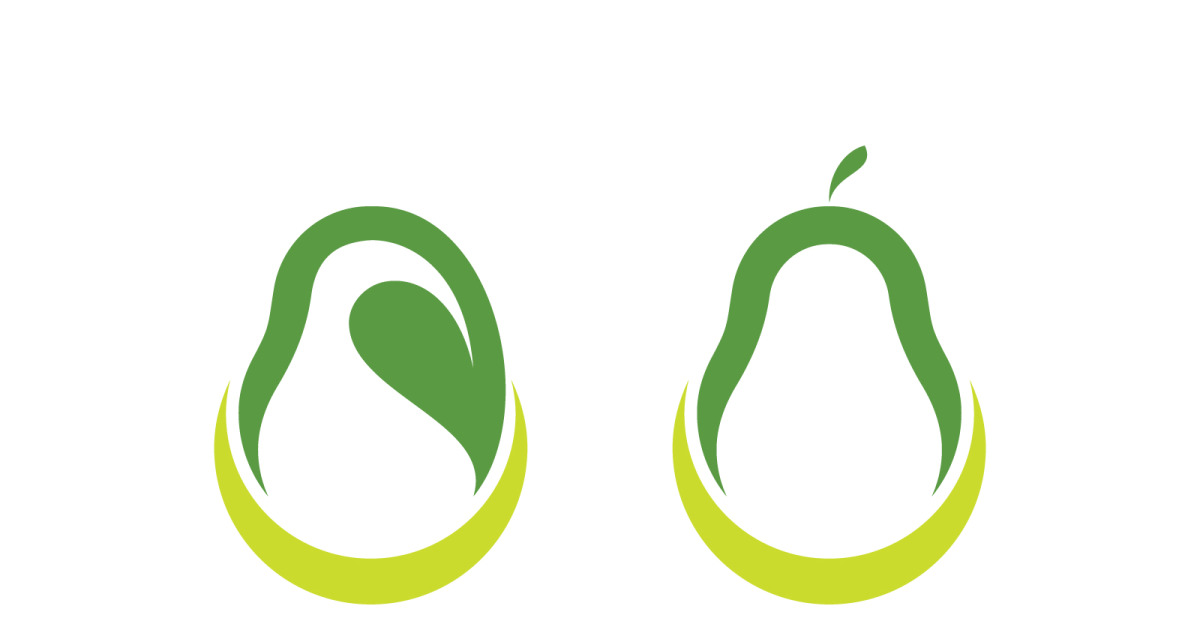 Avocado fruit logo template, healthy food symbols V6