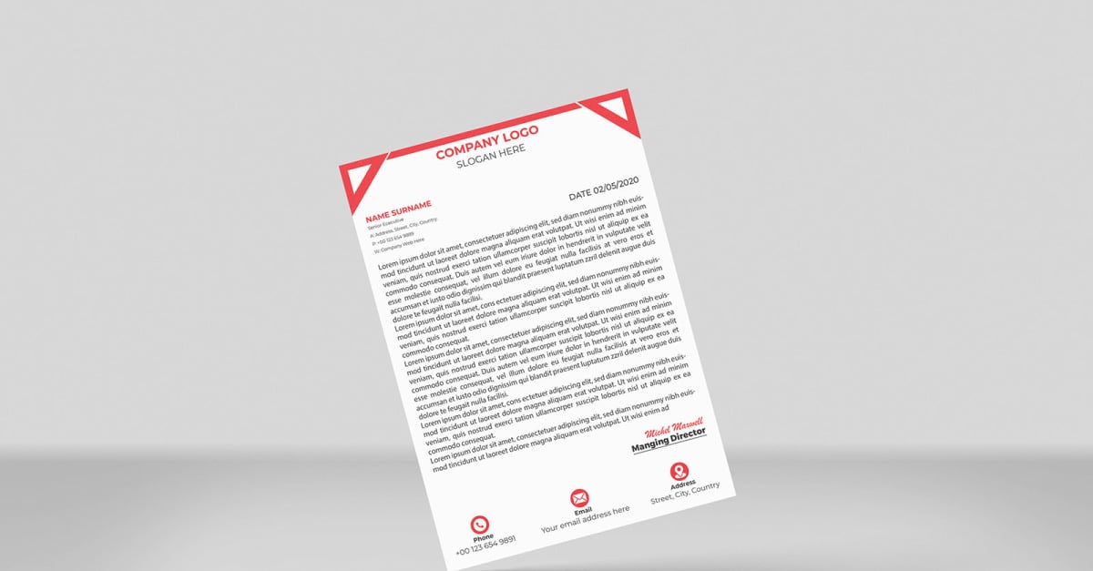 Red color New Letterhead Design Template - TemplateMonster
