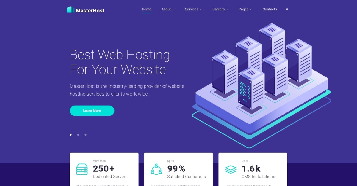 MasterHost - Hosting modello di sito Web Bootstrap HTML pulito multipagina
